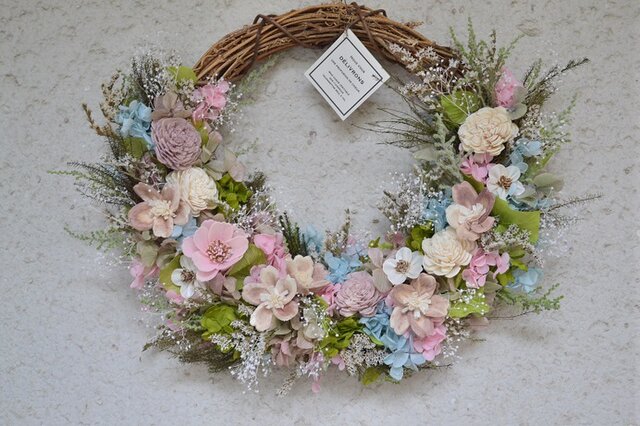 【早割＊母の日2024】桜ピンクの華やぎwreath | iichi 日々の暮らしを心地よくするハンドメイドやアンティークのマーケットプレイス