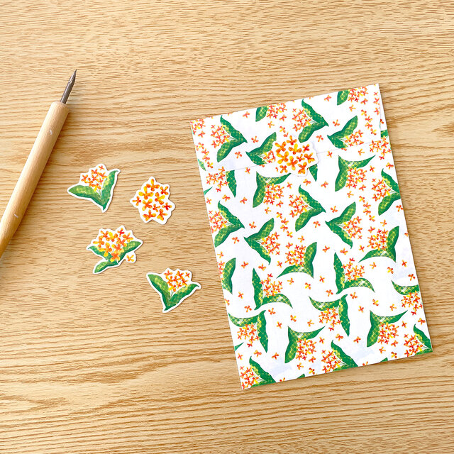 金木犀のレターセット シール付 洋2タテ封筒 A5便箋 手紙 ファンレター 花柄 キンモクセイ グッズ 雑貨 おしゃれ | iichi 日々の ...