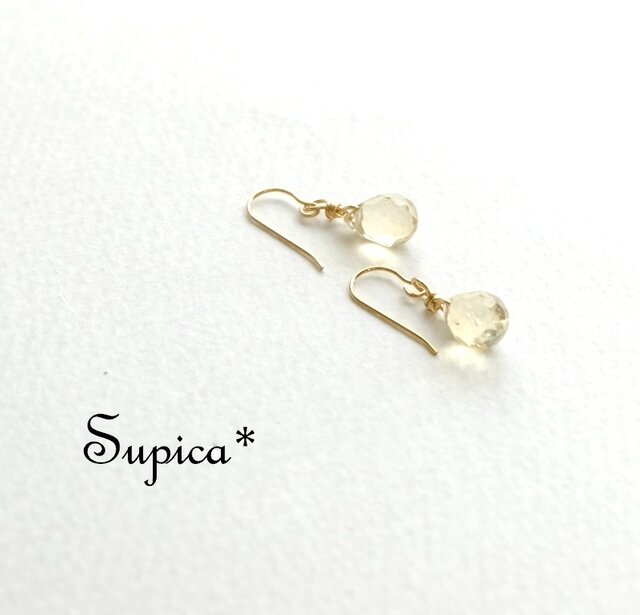 s186-296【11月の誕生石】シトリン 14kgf ピアス（パーツ変更可能） | iichi 日々の暮らしを心地よくするハンドメイドやアンティークのマーケットプレイス