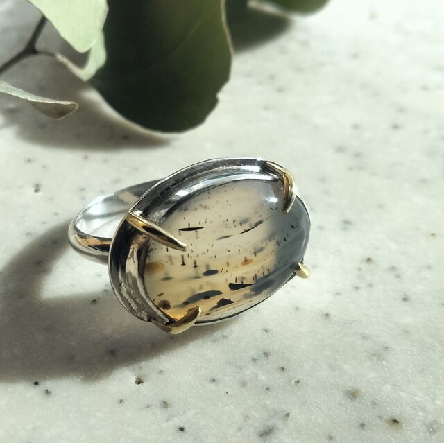 Montana moss agate silver ring | iichi 日々の暮らしを心地よくするハンドメイドやアンティークのマーケットプレイス