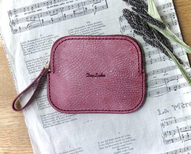 イタリア革の3wayカードケース／ラズベリー | iichi 日々の暮らしを心地よくするハンドメイドやアンティークのマーケットプレイス