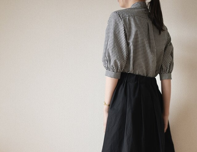 ギンガムチェック ️ボウタイブラウス No.308 | iichi 日々の暮らしを心地よくするハンドメイドやアンティークのマーケットプレイス