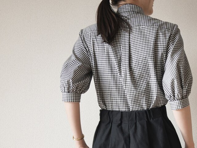 ギンガムチェック ️ボウタイブラウス No.308 | iichi 日々の暮らしを心地よくするハンドメイドやアンティークのマーケットプレイス