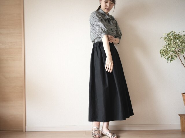 ギンガムチェック ️ボウタイブラウス No.308 | iichi 日々の暮らしを心地よくするハンドメイドやアンティークのマーケットプレイス