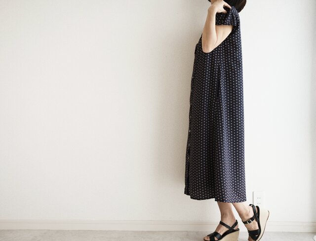 フレンチレトロな前開きリボンワンピ ・パープル系 No.298 | iichi 日々の暮らしを心地よくするハンドメイドやアンティークのマーケットプレイス