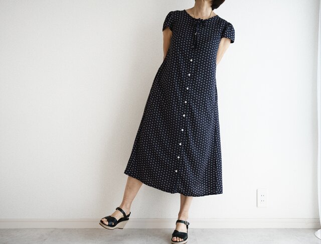 フレンチレトロな前開きリボンワンピ ・パープル系 No.298 | iichi 日々の暮らしを心地よくするハンドメイドやアンティークのマーケットプレイス