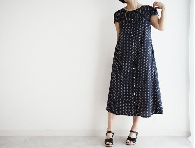 フレンチレトロな前開きリボンワンピ ・パープル系 No.298 | iichi 日々の暮らしを心地よくするハンドメイドやアンティークのマーケットプレイス