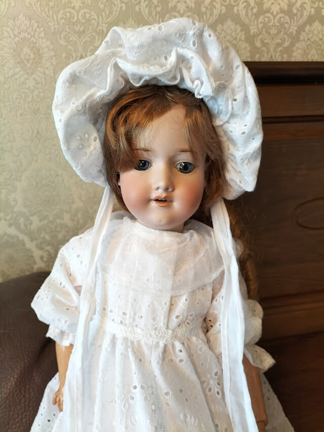 ドール背丈が60cm位用 コットンレースのベビードレスと帽子 | iichi 日々の暮らしを心地よくするハンドメイドやアンティークのマーケットプレイス
