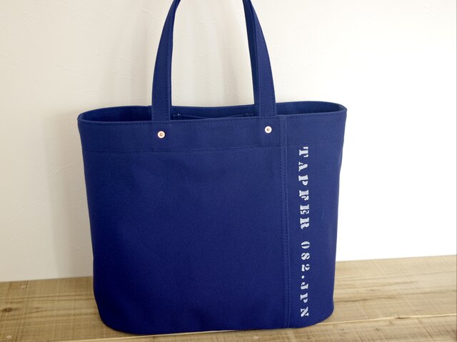 帆布バケツ型トートバッグ (楕円型) ブルー | iichi 日々の暮らしを心地よくするハンドメイドやアンティークのマーケットプレイス