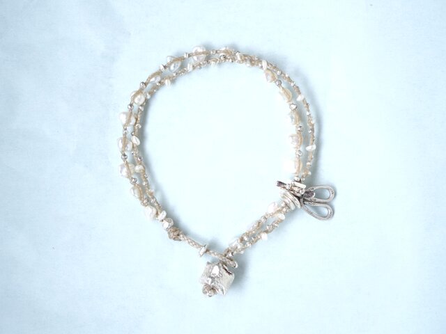 -Pearl・Silver- braid double bracelet | iichi 日々の暮らしを心地よくするハンドメイドやアンティークのマーケットプレイス