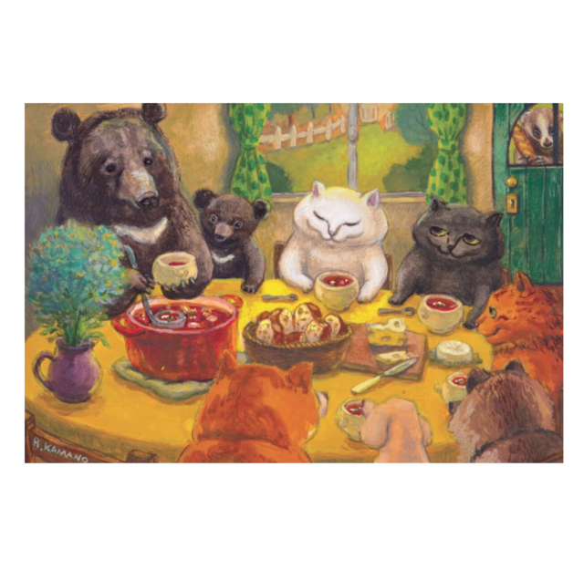 106 カマノレイコポストカード2枚セット「パンとミネストローネ」 | iichi 日々の暮らしを心地よくするハンドメイドやアンティークのマーケットプレイス