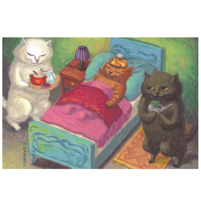 130 カマノレイコポストカード2枚セット「お見舞い」 | iichi 日々の暮らしを心地よくするハンドメイドやアンティークのマーケットプレイス