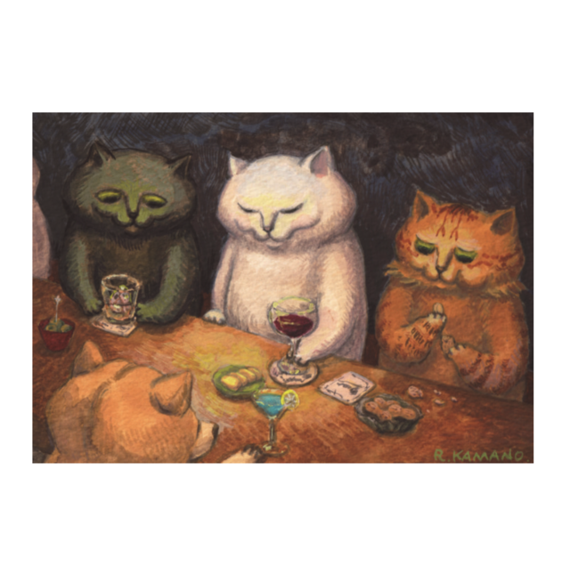 138 カマノレイコポストカード2枚セット「バール」 | iichi 日々の暮らしを心地よくするハンドメイドやアンティークのマーケットプレイス