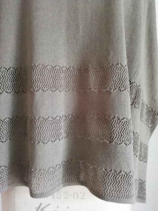 【新色】通気性 オーガニックコットン♡レーシー透かしポンチョプルオーバー (01079) オレガノ | iichi 日々の暮らしを心地よくするハンドメイドやアンティークのマーケットプレイス