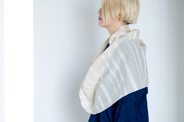 OrganicCotton & Linen（ラミー）ボーダー スヌード | iichi 日々の暮らしを心地よくするハンドメイドやアンティークのマーケットプレイス