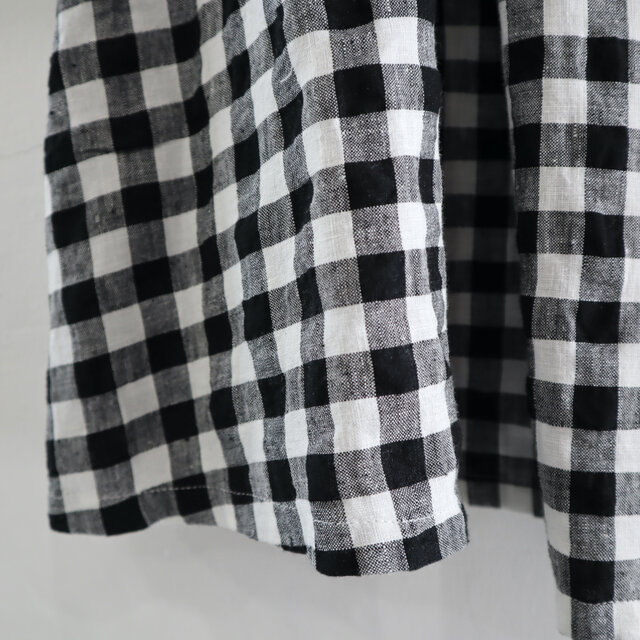 リネン100% チェックギャザースカート (black gingham) | iichi 日々の暮らしを心地よくするハンドメイドやアンティークのマーケットプレイス