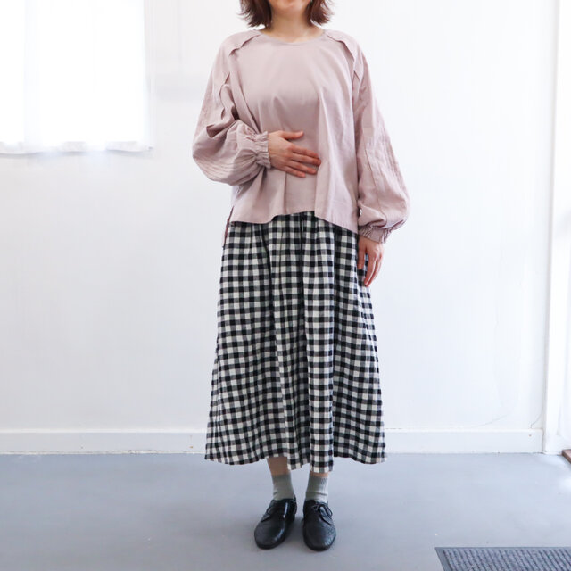 リネン100% チェックギャザースカート (black gingham) | iichi 日々の暮らしを心地よくするハンドメイドやアンティークのマーケットプレイス