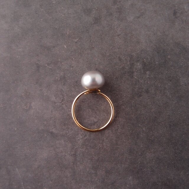 Baroque Pearl Ring【GP】バロックパール 指輪（11号フリー／Button）Gray | iichi 日々の暮らしを心地よくするハンドメイドやアンティークのマーケットプレイス