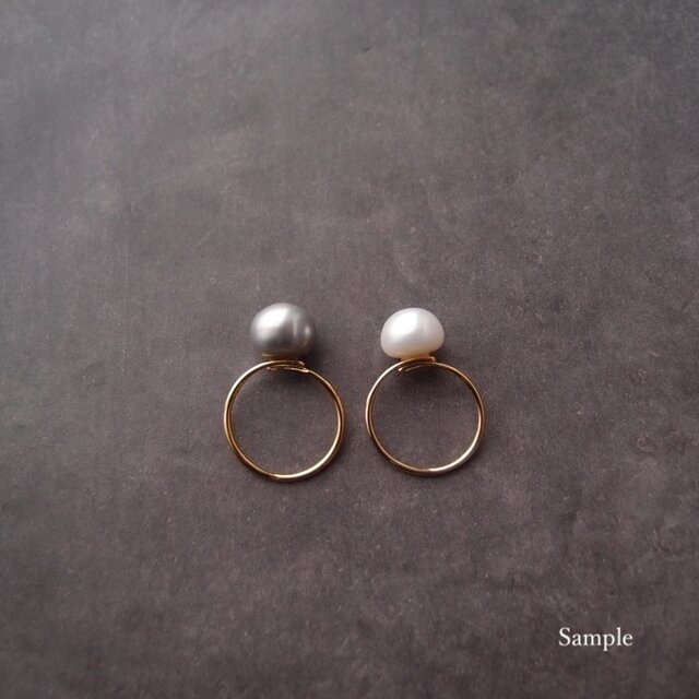 Baroque Pearl Ring【GP】バロックパール 指輪（11号フリー／Button）Gray | iichi 日々の暮らしを心地よくするハンドメイドやアンティークのマーケットプレイス