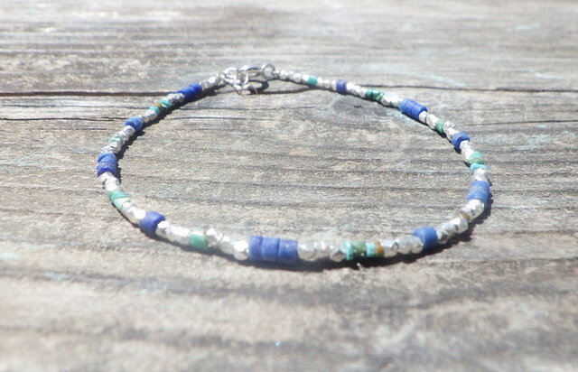 Karen Silver Lapislazuli Turquoise Bracelet ユニセックスカレンシルバーブレスレット | iichi 日々の暮らしを心地よくするハンドメイドや ...