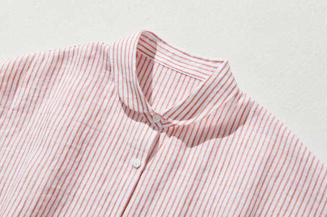 爽やかに魅せる マルエリシャツ リネン100％ ストライプ シャツブラウス220608-4 | iichi 日々の暮らしを心地よくするハンドメイドやアンティークのマーケットプレイス