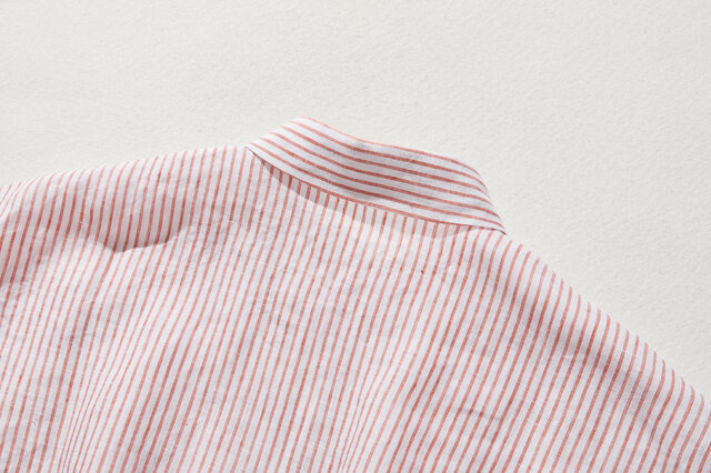 爽やかに魅せる マルエリシャツ リネン100％ ストライプ シャツブラウス220608-4 | iichi 日々の暮らしを心地よくするハンドメイドやアンティークのマーケットプレイス