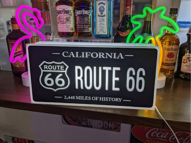 【Lサイズ壁掛け】ルート66 標識 ガレージ アメ車 ダイナー 店舗 自宅 照明 看板 置物 アメリカン雑貨 ライトBOX | iichi 日々の暮らしを心地よくするハンドメイドやアンティーク ...