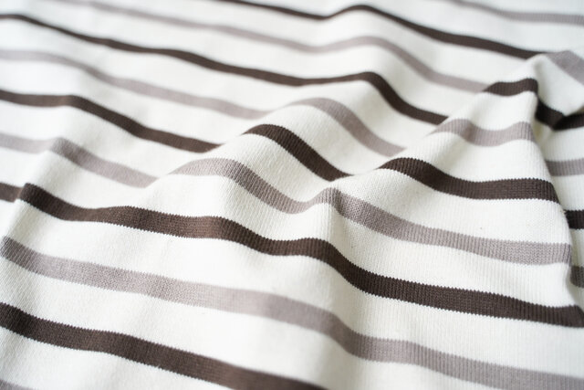 カフェティラミスボーダー 16番手双糸 天竺ボーダー クルーネックTシャツ | iichi 日々の暮らしを心地よくするハンドメイドやアンティークのマーケットプレイス