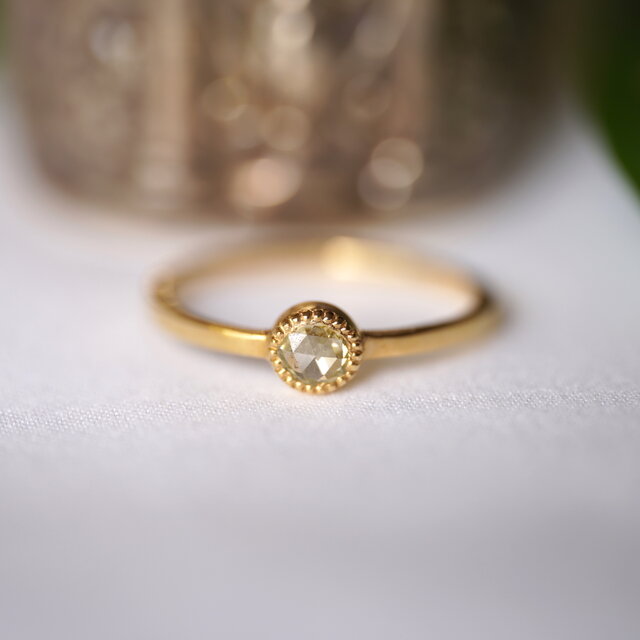 K18 Round Rose cut Diamond ring(0.164ct,R074_RDClear) | iichi 日々の暮らしを心地よくするハンドメイドやアンティークのマーケットプレイス