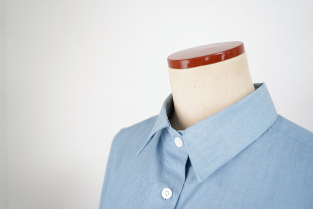 播州織 赤耳 細番手サマーシャンブレー シャツワンピース | iichi 日々の暮らしを心地よくするハンドメイドやアンティークのマーケットプレイス