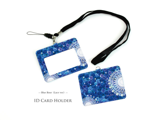 IDケース/IDカードホルダー/パスケース【Blue Rose（Lace version）】（名入れ可） | iichi 日々の暮らしを心地よくするハンドメイドやアンティークのマーケットプレイス