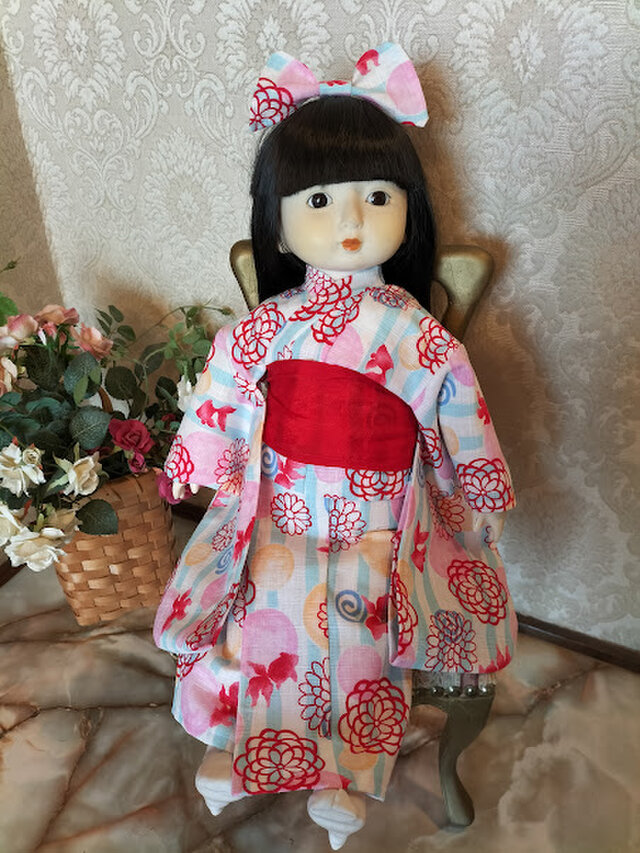 ★sale 背丈45cm メタポ体系用 浴衣セット（金魚） | iichi 日々の暮らしを心地よくするハンドメイドやアンティークのマーケットプレイス