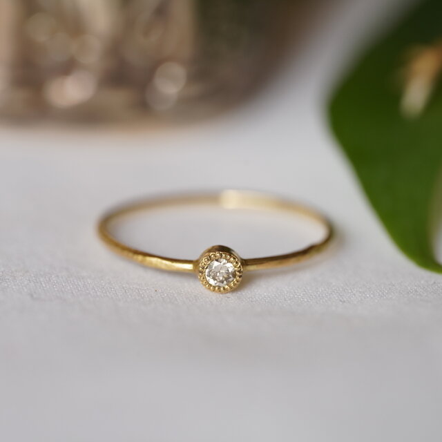 K18 Fairy Round White Diamond ring (0.05ct,RB10_Fairy) | iichi 日々の暮らしを心地よくするハンドメイドやアンティークのマーケットプレイス