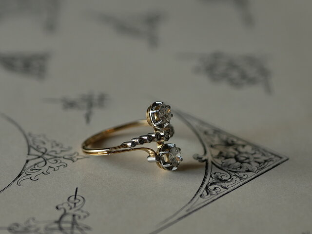 【FR-43】天然ダイヤモンド K18 トワエモア フランスアンティーク アンティークジュエリー | iichi 日々の暮らしを心地よくするハンドメイドやアンティークのマーケットプレイス