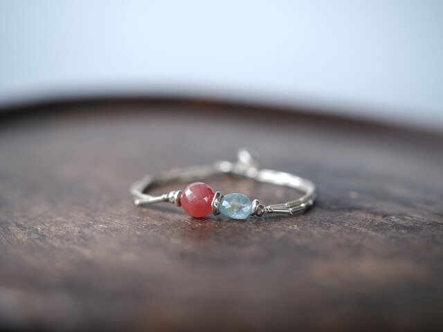 -Incarose・Moss aquamarine- silver double bracelet | iichi 日々の暮らしを心地よくするハンドメイドやアンティークのマーケットプレイス