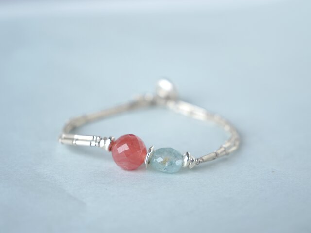 -Incarose・Moss aquamarine- silver double bracelet | iichi 日々の暮らしを心地よくするハンドメイドやアンティークのマーケットプレイス