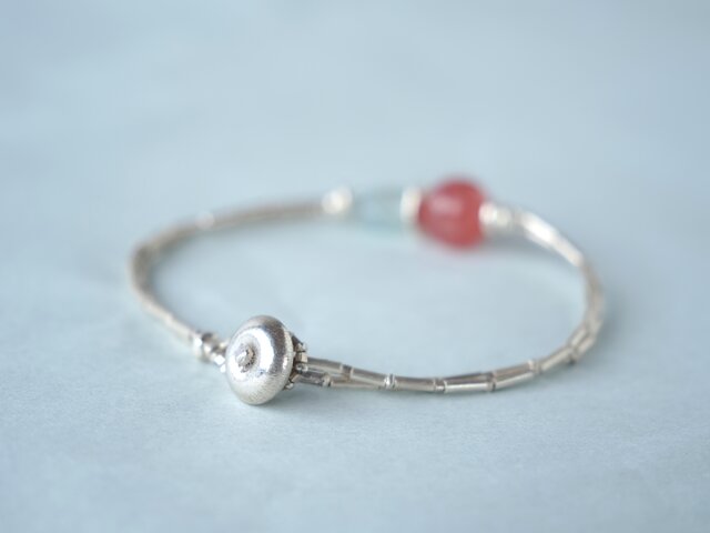 -Incarose・Moss aquamarine- silver double bracelet | iichi 日々の暮らしを心地よくするハンドメイドやアンティークのマーケットプレイス