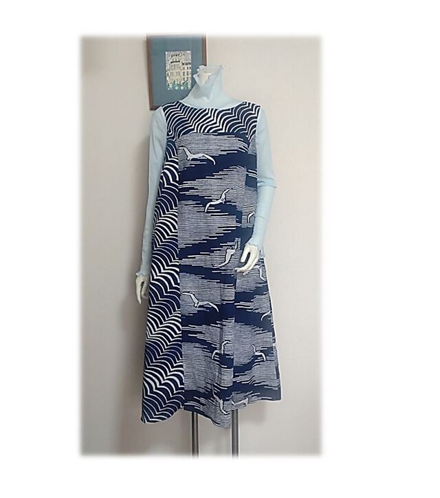 364 Lサイズ Aラインワンピース ジャンパースカート デッドストック浴衣地 2種類の浴衣 夏のお出かけ | iichi 日々の暮らしを心地よくするハンドメイドやアンティークのマーケットプレイス