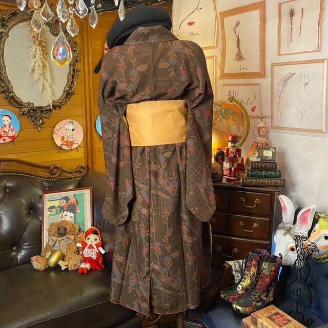 和洋折衷 着物 リメイク ワンピース ドレス 名古屋帯サッシュベルト 洗える 化繊 レトロ 古着 和 モダン KW-369 | iichi 日々の暮らしを心地よくするハンドメイドやアンティーク ...