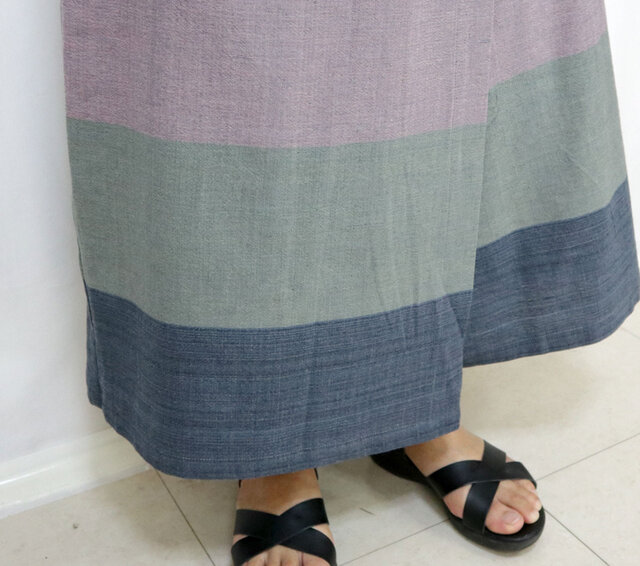20％OFF手織り綿のお洒落な巻きパンツスカート、ブルー＆パープルミックス | iichi 日々の暮らしを心地よくするハンドメイドやアンティークのマーケットプレイス