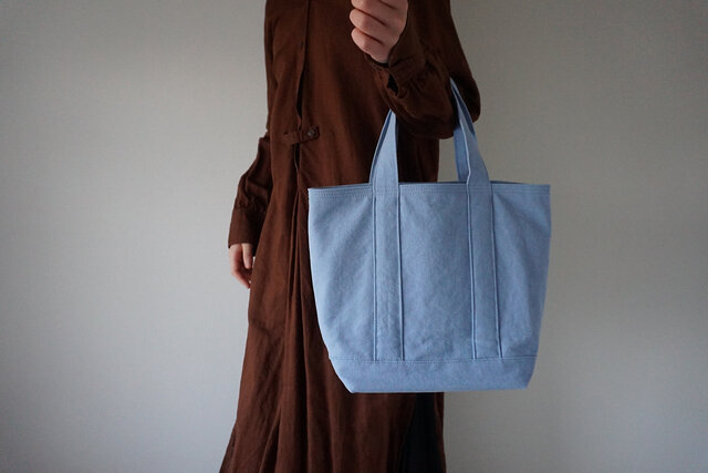 TOTE BAG -bicolor- (L) / green × peach | iichi 日々の暮らしを心地よくするハンドメイドやアンティークのマーケットプレイス