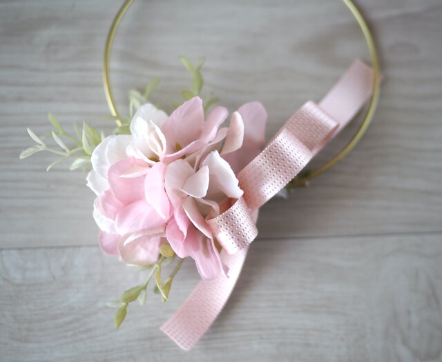 ピンク紫陽花のワイヤーリース -Artificial flower- | iichi 日々の暮らしを心地よくするハンドメイドやアンティークのマーケットプレイス