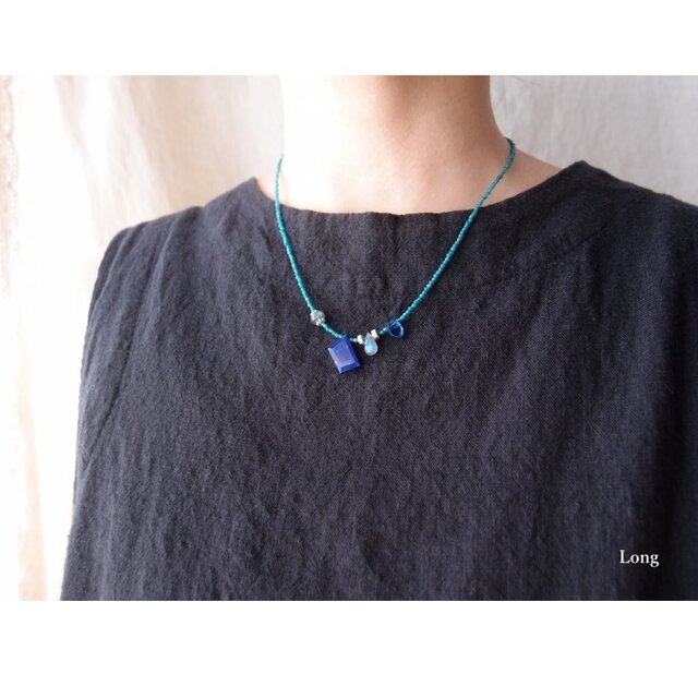 【SV】Blue Green Jade Mix Necklace／ブルーグリーンジェード ミックスネックレス | iichi 日々の暮らしを心地よくするハンドメイドやアンティークのマーケットプレイス