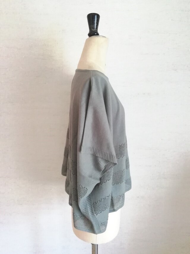 【新色】通気性 オーガニックコットン♡レーシー透かしポンチョプルオーバー (01079) ダークグレー | iichi 日々の暮らしを心地よくするハンドメイドやアンティークのマーケットプレイス