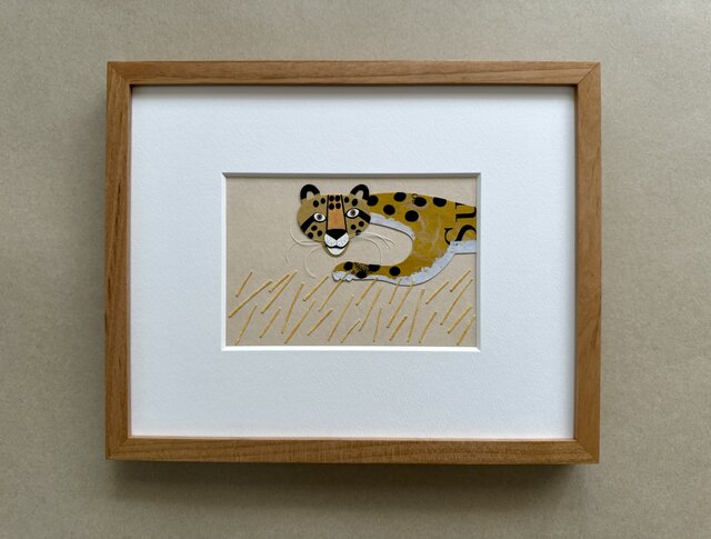 『Hello! チーター』原画 マットつき | iichi 日々の暮らしを心地よくするハンドメイドやアンティークのマーケットプレイス
