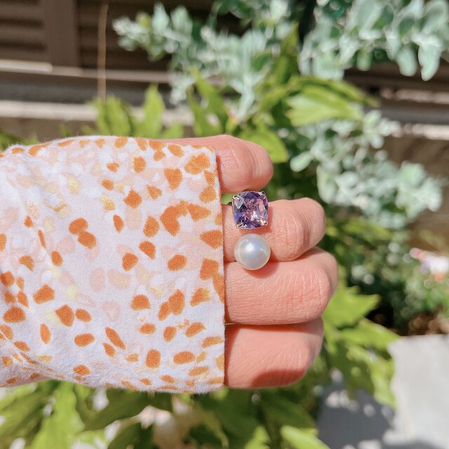 Akoya Perl＋ Amethyst RING | iichi 日々の暮らしを心地よくするハンドメイドやアンティークのマーケットプレイス