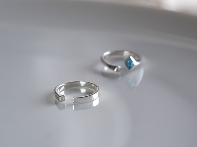 topaz ring トパーズシングルスクエアリング 天然石ホワイトトパーズ シルバー | iichi 日々の暮らしを心地よくするハンドメイドやアンティークのマーケットプレイス