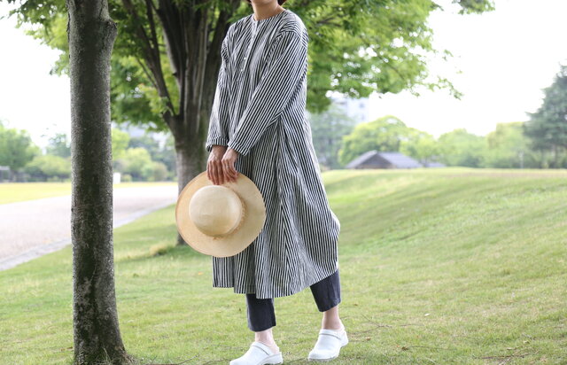 爽やかなファーマーズワンピース（ストライプ） | iichi 日々の暮らしを心地よくするハンドメイドやアンティークのマーケットプレイス