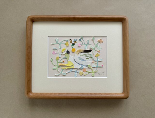 『友達のbeeと』原画 額込み | iichi 日々の暮らしを心地よくするハンドメイドやアンティークのマーケットプレイス