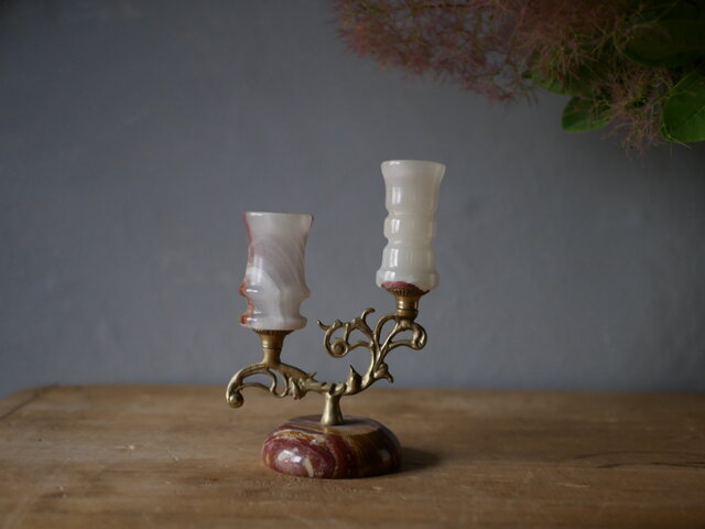 マーブル 2t灯 キャンドルスタンド フランスブロカント アンティークのある生活 | iichi 日々の暮らしを心地よくするハンドメイドやアンティークのマーケットプレイス